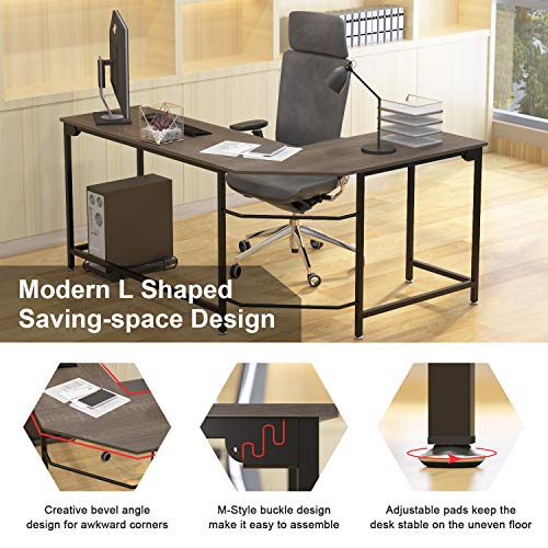 Weehom L Shaped Desk Corner Gaming Computer Desks for Home Office PC Workstation Study Writing Work Gamer Table, Easy to Assemble