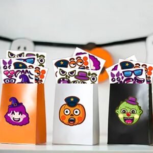 24 Sheets Halloween Pumpkin Craft Stickers Party Favors Make a Face Stickers Zombie Witch Vampire Self Adhesive DIY Stickers for Halloween Kids Toddlers Classroom Treats Party Game Stickers