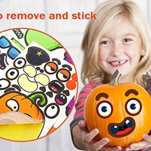 24 Sheets Halloween Pumpkin Craft Stickers Party Favors Make a Face Stickers Zombie Witch Vampire Self Adhesive DIY Stickers for Halloween Kids Toddlers Classroom Treats Party Game Stickers