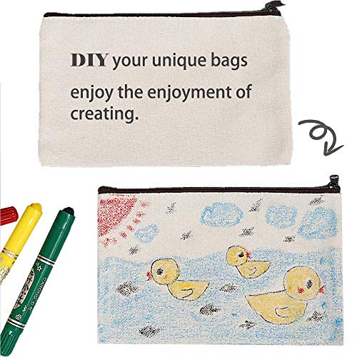 Canvas Pencil Pouch, Blank Makeup Bags,Pencil &Cosmetic Bag,fit for HTV and Iron on Vinyl DIY