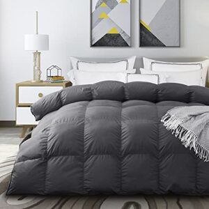 acrafsman all season down comforter king size,luxurious hotel collection duvet insert with corner tabs,noiseless,medium warm,dark grey,106x90 inches