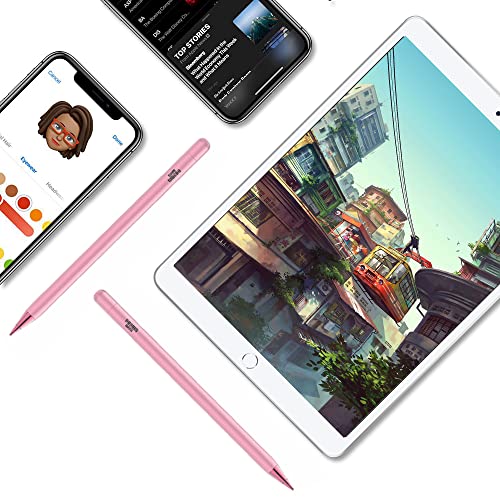 iPad Stylus, iPhone Stylus, Rechargeable Stylus Pen,1.4mm Fine Tip for Drawing and Writing, Compatible iPad Pro/iPhone and iPad/iPad Mini/iPad Air(Pink)