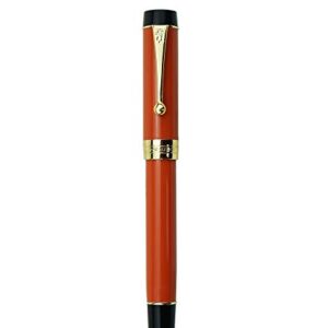 Jinhao 100 Resin Fountain Pen 18KGP Medium Nib 0.6mm with Golden Clip Writing Gift Pen (Orange-Red)