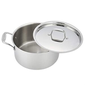 AmazonCommercial Tri-Ply Stainless Steel Stock Pot with Lid, 8 Quart