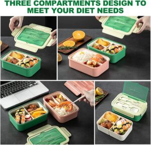 supplim bento box for adults and kids - 1400ml bento lunch box with spoon & knife & fork,leakproof 3 compartment lunch food storage containers for men women