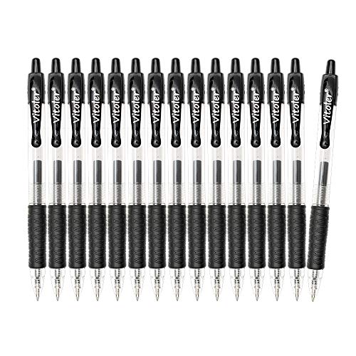 Vitoler Pens Fine Point Black Ink Office Pens Retractable Gel Ink Rollerball Pens with Premium Ink & Comfort Grip (0.7mm) (15-PACK)