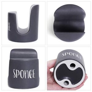 Sponge Holder for kitchen Sink - Dish Sponge Caddy for Kitchen Sink - Ceramic Sponge Holder - kitchen Sink Accessories - Farmhouse Fall Decor - kitchen Counter Decor - Sink Organizer - Black