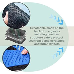 Pet Grooming Gloves - KAVAVE Dogs & Cats & Horses Brushes Gloves for Gentle Shedding - Washing Mittens for Long and Short Hair - 1 Pair