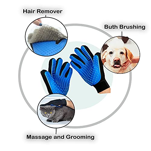 Pet Grooming Gloves - KAVAVE Dogs & Cats & Horses Brushes Gloves for Gentle Shedding - Washing Mittens for Long and Short Hair - 1 Pair