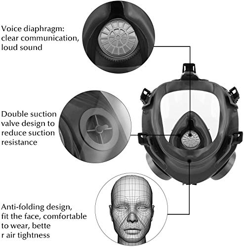 Holulo Full Face Cover Gas Mask for Panit,Full Face Respirator Reusable Organic Vapors Safety Respirator Cover