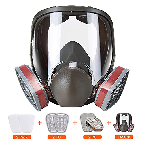 Holulo Full Face Cover Gas Mask for Panit,Full Face Respirator Reusable Organic Vapors Safety Respirator Cover