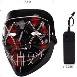 Depointer Halloween Scary Mask Cosplay Led Costume Mask EL Wire Light up Halloween Festival Party(Ice Blue&Pink)