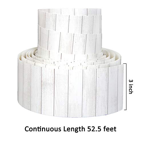 Youngever 52.5 ft Bulletin Board Borders for Classroom Decoration, White Wood Style Straight Border Trim