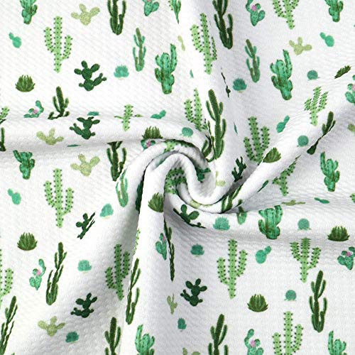 David Angie Cactus Printed Bullet Textured Liverpool Fabric 4 Way Stretch Spandex Knit Fabric by The Yard for Head Wrap Accessories (Cactus)