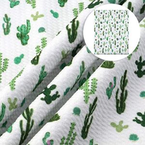 David Angie Cactus Printed Bullet Textured Liverpool Fabric 4 Way Stretch Spandex Knit Fabric by The Yard for Head Wrap Accessories (Cactus)