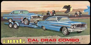 amt cal drag combo 1964 galaxie, awb falcon & trailer 1:25 scale model kit