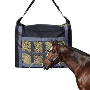 slow feeder hay bag - hay storage net for horse donkey goat, adjustable, super tough to reduces waste (2 pcs)