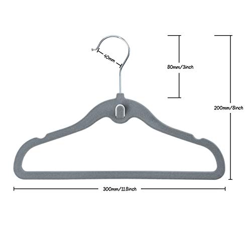 Kids Hangers Velvet, 12” Non Slip Baby Velvet Hangers with Cascading, Stackable Rotatable Felt Hangers Toddler Hangers 30 Pack for Closet Nursery Infant (Grey)