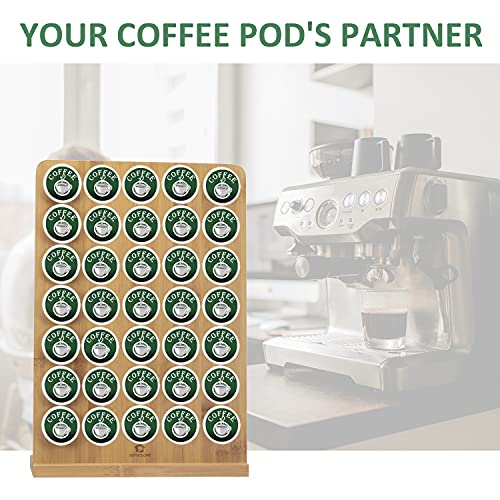 simesove Coffee Pod Holder Bamboo,Coffee K-cups Pods Organizer,Coffee Display Rack 35 Pod Storage,Coffee Pod Storage - K Cups Organizer For Countertop Coffee Pod Holder