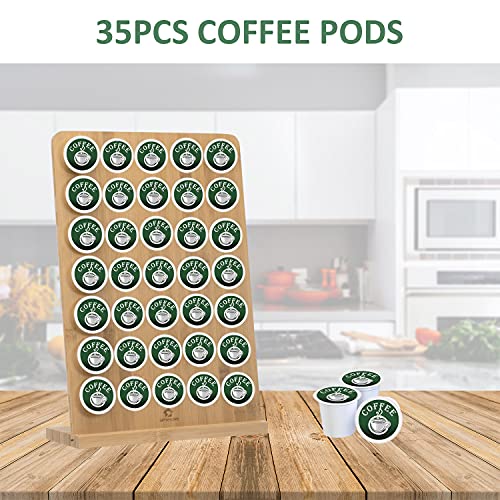 simesove Coffee Pod Holder Bamboo,Coffee K-cups Pods Organizer,Coffee Display Rack 35 Pod Storage,Coffee Pod Storage - K Cups Organizer For Countertop Coffee Pod Holder