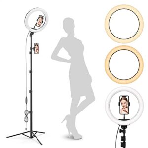 ﻿﻿gearlight ring light - 10" selfie tripod stand with led lights, dual phone holders, adjustable height and lighting for recording, makeup & photography - cute ﻿room decor stuff & gifts for teen girls