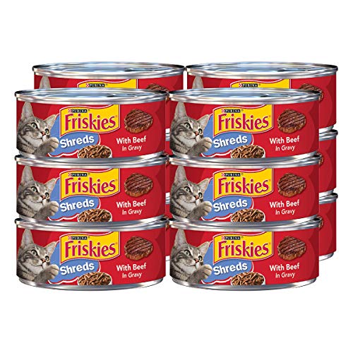 Purina Friskies Shreds Wet Cat Food, Beef Gravy, 5.5 OZ Cans (12-Count)