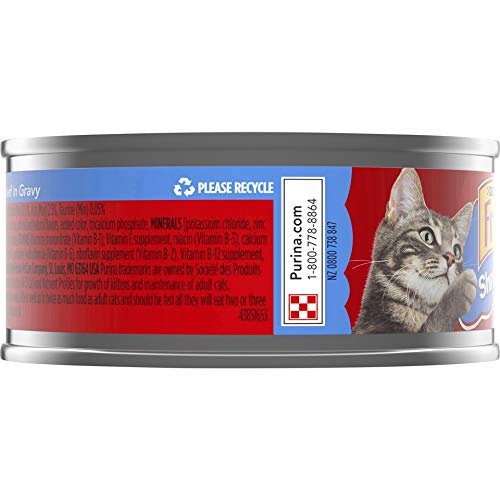 Purina Friskies Shreds Wet Cat Food, Beef Gravy, 5.5 OZ Cans (12-Count)