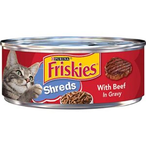 Purina Friskies Shreds Wet Cat Food, Beef Gravy, 5.5 OZ Cans (12-Count)