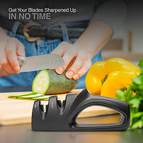 Knife Sharpeners 2 Stage Sharpener Kitchen Sharpening Kit Comfortable Grip Handle Tool Exultimate