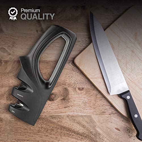 Knife Sharpeners 2 Stage Sharpener Kitchen Sharpening Kit Comfortable Grip Handle Tool Exultimate