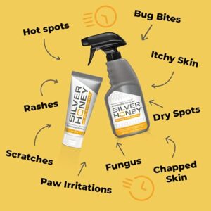 Absorbine Silver Honey Hot Spot & Wound Care Spray Gel, Manuka Honey & MicroSilver BG, Medicated Skin Care & Itch Relief for Dogs, Cats, Small Animals, 8oz Bottle