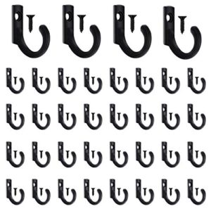 58 pieces black small key hooks, steel wall mounted coat hook, single hanger for hanging hat, jewelry, coffee cups, kitchen towel little hook with black screws for farmhouse retro crafting projects