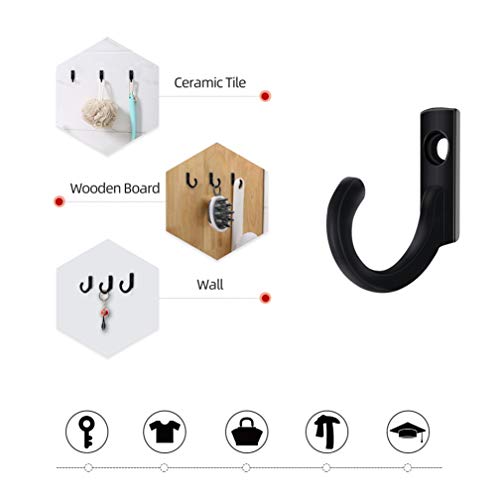 58 Pieces Black Small Key Hooks, Steel Wall Mounted Coat Hook, Single Hanger for Hanging Hat, Jewelry, Coffee Cups, Kitchen Towel Little Hook with Black Screws for Farmhouse Retro Crafting Projects