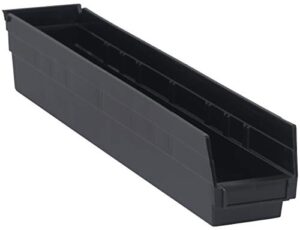 quantum storage systems k-qsb105bk-10 10-pack plastic shelf bin storage containers, 23-5/8" x 4-1/8" x 4", black