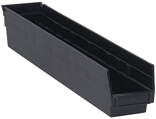 QUANTUM STORAGE SYSTEMS K-QSB105BK-10 10-Pack Plastic Shelf Bin Storage Containers, 23-5/8" x 4-1/8" x 4", Black