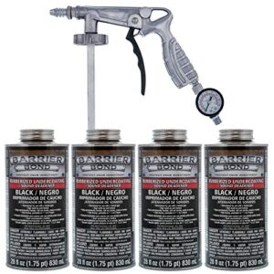 custom shop barrier bond black rubberized undercoating sound deadener kit with 4 quart cans & spray applicator gun included with kit