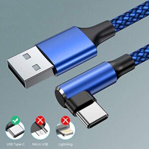 USB C Cable 90 Degree Right Angle[2Pack 10FT], USB A to Type C Nylon Braided Fast Charging Cable for Samsung Galaxy S22 Ultra/S22+/S22/S21, Note 20+/20, PS5, Google Pixel, iPad Pro(Not for 2021)