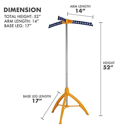 Collapsible Clothes Drying Rack, Portable Garment Rack Indoor, Foldable Standing Laundry Racks for Drying Clothes, Tripod Stand, Hangaway Garment Rack, Steamer Hanger Stand, Orange and Blue