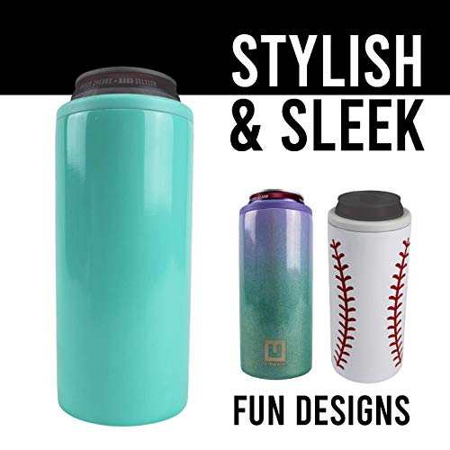 Urbanifi Slim Hard Seltzer Cooler Insulated Drink Stainless Steel Double Walled Tumbler Sleeve for 12 OZ Skinny Can, Water Bottle or Soda Gifts (Black)