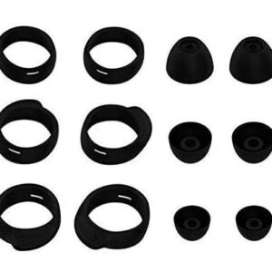 ALXCD Eartips Kit Replacement for Galaxy Buds+ Galaxy Buds Plus Headphone, S/M/L 3 Pairs Silicone Ear Tips, S/M/L 3 Pairs Earhooks, Fit for Galaxy Buds + Plus SM-R170 SM-R175 Headphone, Black