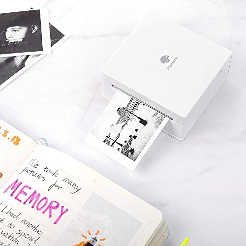 Phomemo M02 Mini Mobile Printer- Bluetooth Thermal Photo Printer with 3 Rolls Transparent Sticker Paper, Compatible with iOS + Android for Plan Journal, Study Notes, Art Creation, Work, Gift