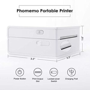 Phomemo M02 Mini Mobile Printer- Bluetooth Thermal Photo Printer with 3 Rolls Transparent Sticker Paper, Compatible with iOS + Android for Plan Journal, Study Notes, Art Creation, Work, Gift