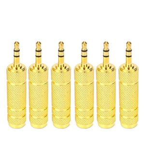 eledabra 6pcs 3.5mm 1/8" male plug trs to 6.35mm 1/4" female stereo jack adaptor-gold plated converte,for audio earphone,headphones ect