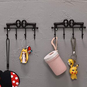 GUSUWOD Set of 2 Key Holder for Wall - Rustic Key Shaped Key Hook Rack - (Bronze) 7" x 4"…