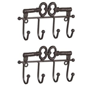 GUSUWOD Set of 2 Key Holder for Wall - Rustic Key Shaped Key Hook Rack - (Bronze) 7" x 4"…