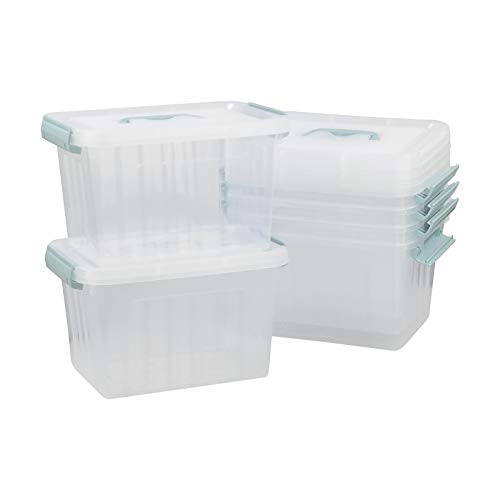 Gloreen 6 Quart Clear Storage Bins with Lid, Stackable Plastic Storage Box/Containers with Glreen Handles and Latches, 6 Packs