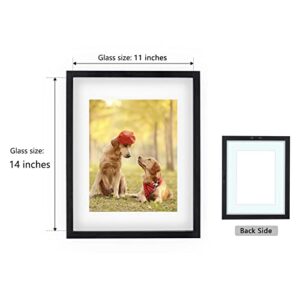 DLQuarts Floating Picture Frames, 11x14 Picture Frame, Floating Display for Photos 2x3, 3.5x5, 5x7, 8x10 or Full Display Without Mat for 11x14 Photos, 2 Pack, Weathered Black