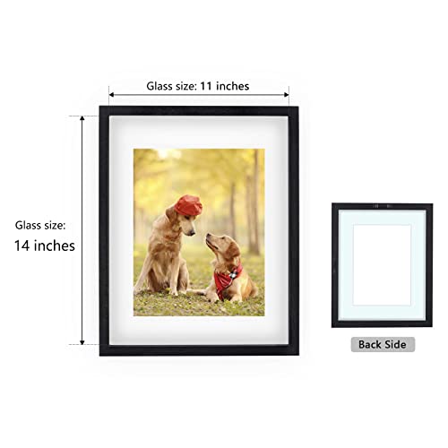 DLQuarts Floating Picture Frames, 11x14 Picture Frame, Floating Display for Photos 2x3, 3.5x5, 5x7, 8x10 or Full Display Without Mat for 11x14 Photos, 2 Pack, Weathered Black