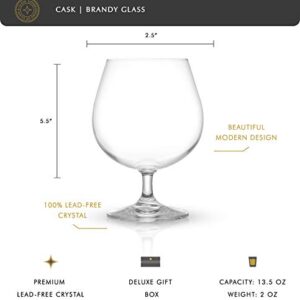 JoyJolt Brandy Glasses – Cask Collection Set of 4 Cognac Glasses – 13.5Oz Crystal Snifter Set – Premium Quality Craftsmanship – Ultra-Elegant Design – Perfect Size for Brandy, Cognac – Made in Europe