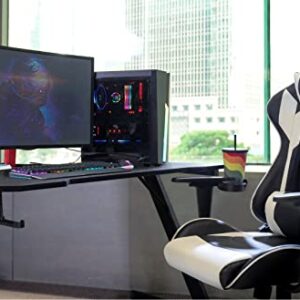 Homall Racing PU Leather Swivel Chair and 43.6 Inch Z Shaped Computer Desk Table Gaming Home Office Furniture Sets (White)